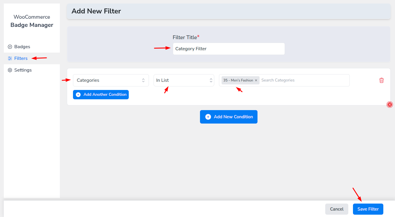 How to create filter in Better Badge? - InnoCodia